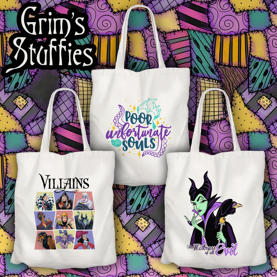 Disney Villains Tote Bag + Ursula, Maleficent, Queen of Hearts, Women's ...