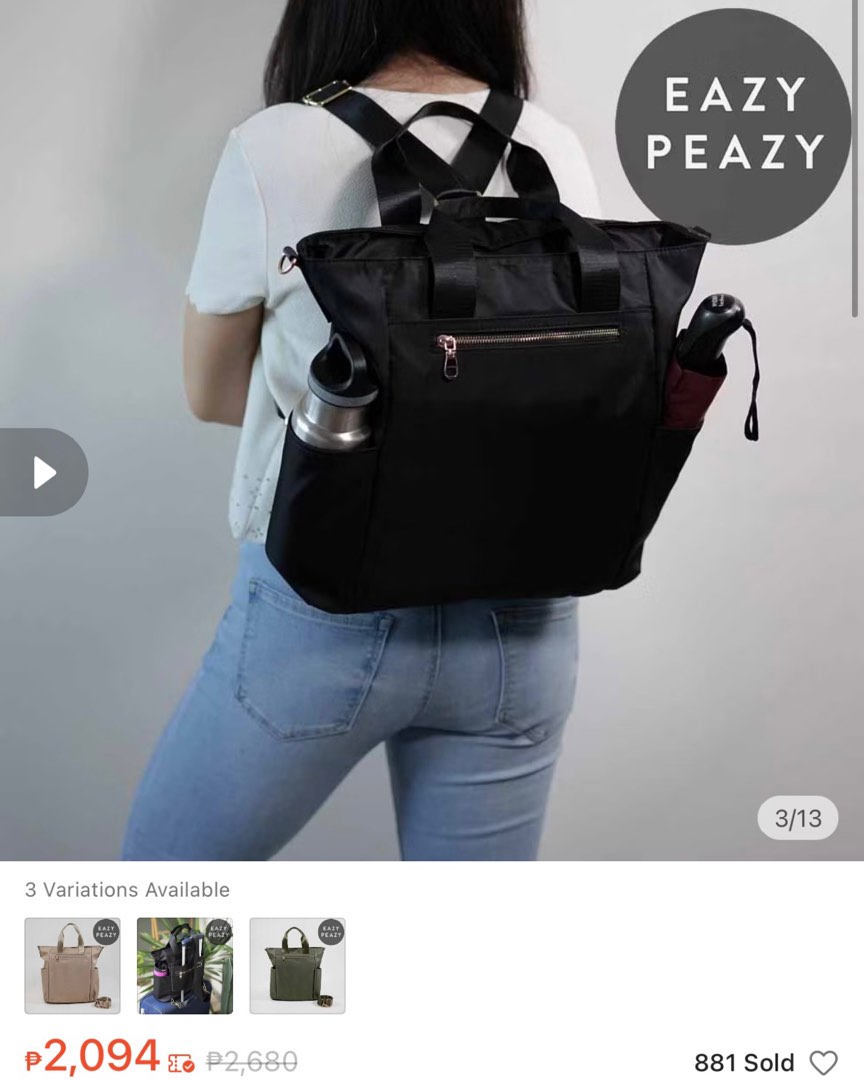 Eazy Peazy 4-way Bag, Women's Fashion, Bags & Wallets, Backpacks on ...