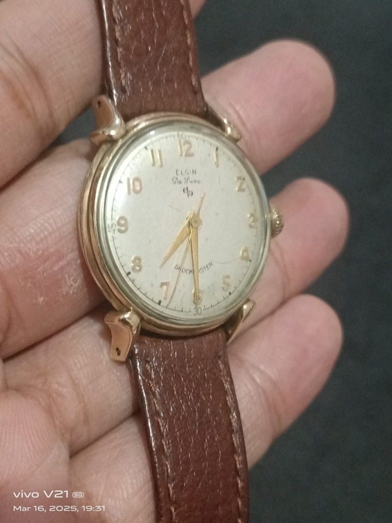 Vintage Elgin Deluxe Shockmaster men's watch cal.685 18Jewels 10K GF ...
