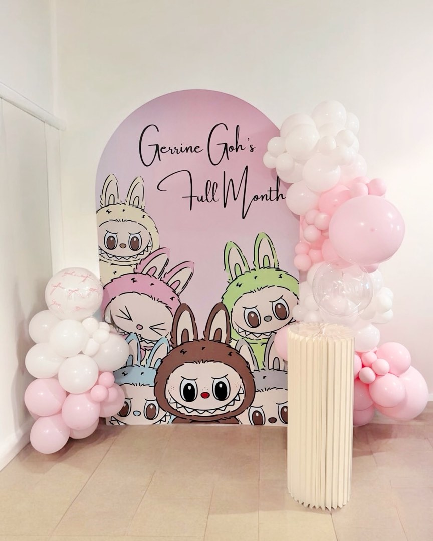 Fully customisable Labubu backdrop decor for 100days birthday and full ...