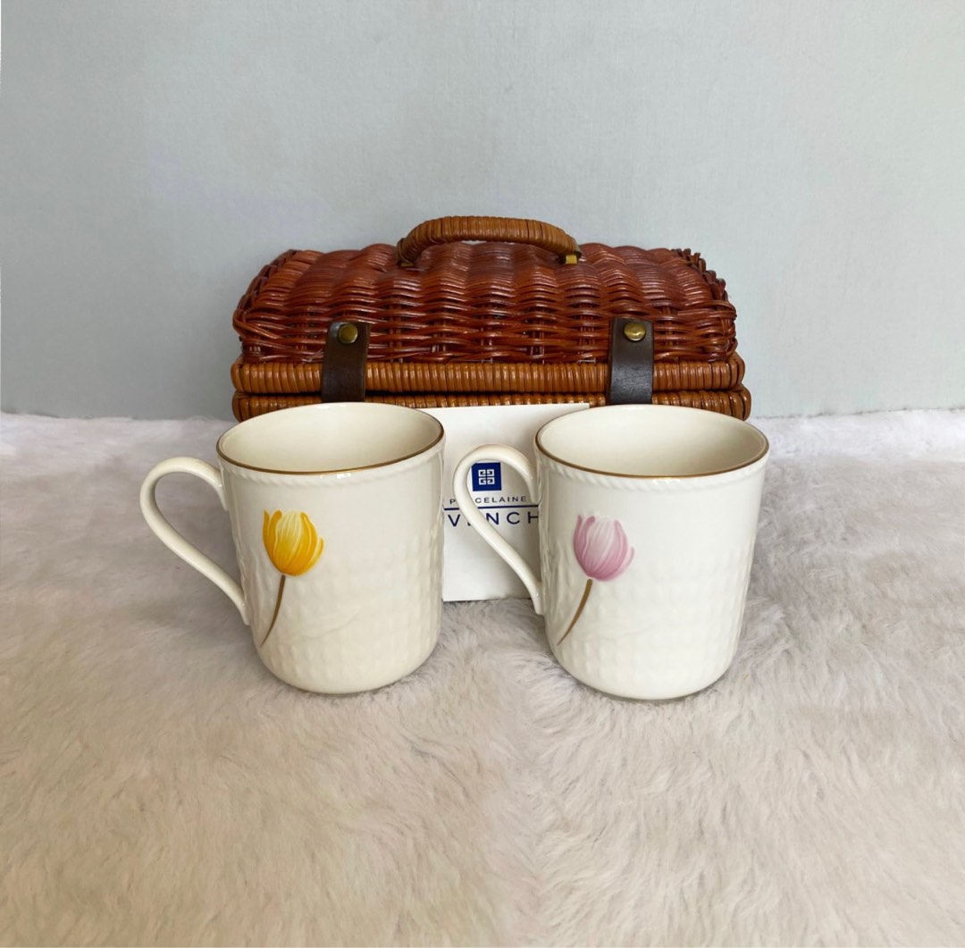 Givenchy Set Tulip Mugs with Rattan Box, Furniture & Home Living ...
