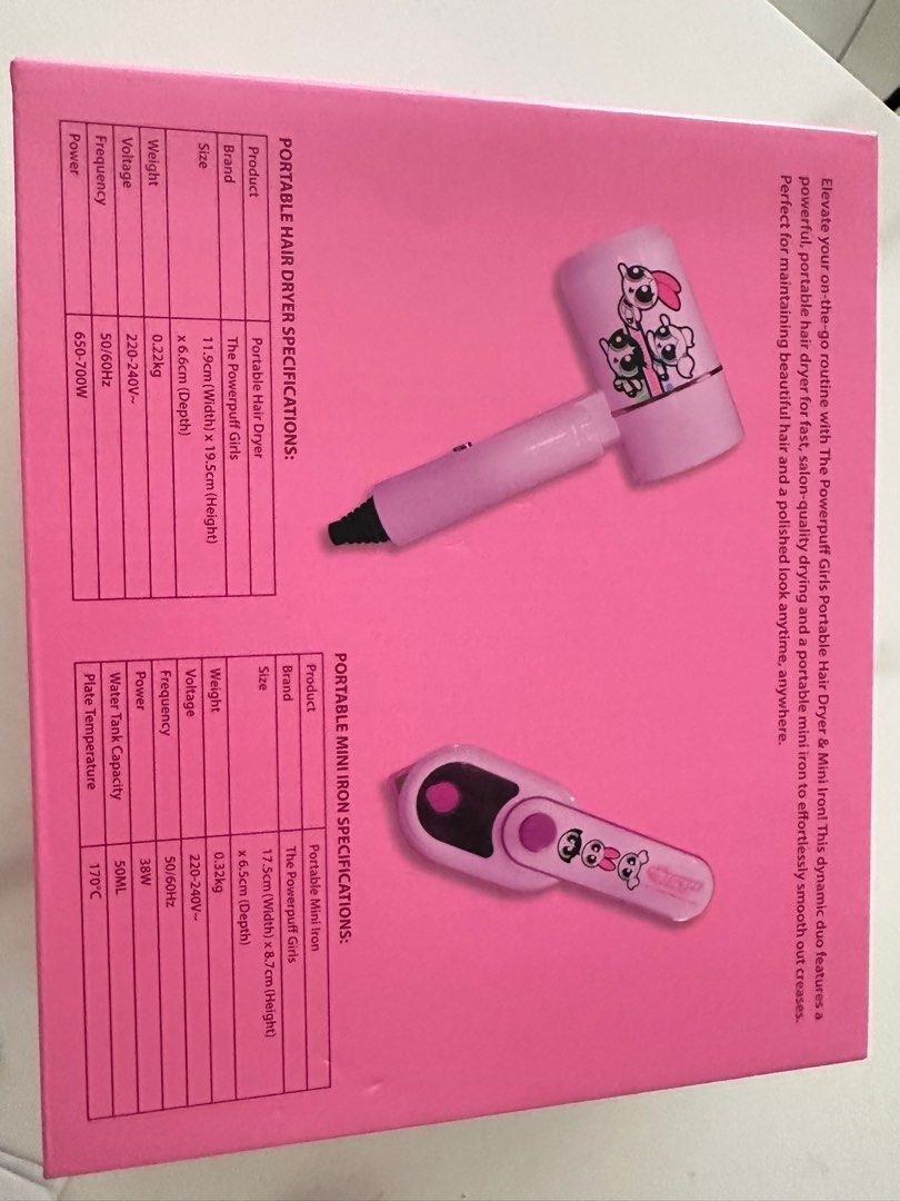 Guardian Powerpuff Girls Portable Hair Dryer + Mini Iron, TV & Home ...