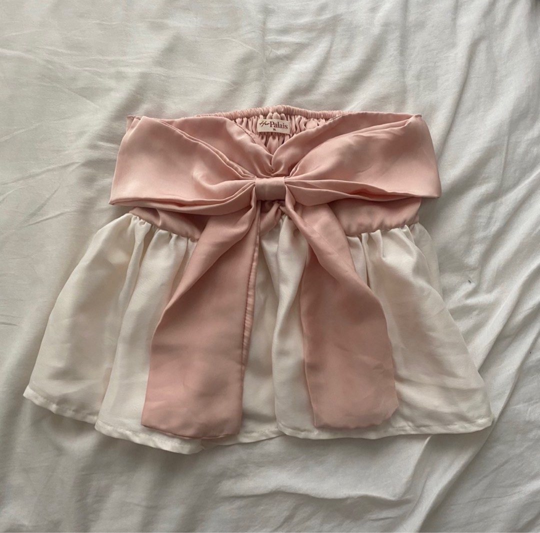 Her Palais baby pink bow tube top, Women's Fashion, Tops, Sleeveless on ...