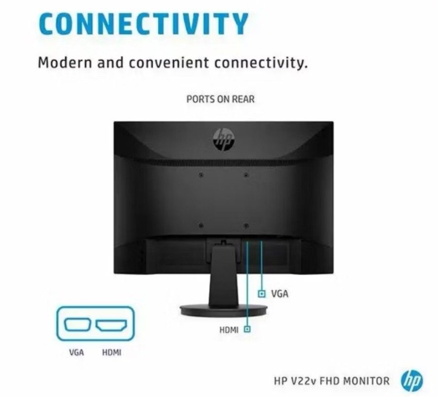 HP V22v Monitor - 21.5" FHD | 7ms | VA Panel | HDMI / VGA | 3 Years ...