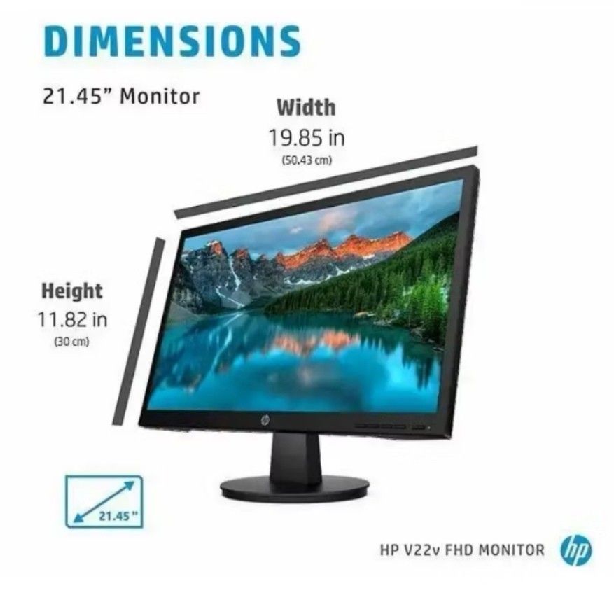 HP V22v Monitor - 21.5" FHD | 7ms | VA Panel | HDMI / VGA | 3 Years ...