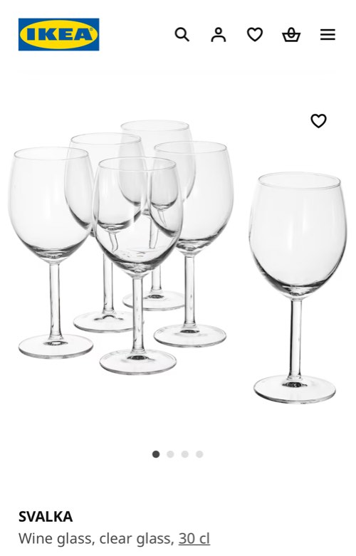 IKEA SVALKA Wine Glasses (6 pieces x 30cl), Furniture & Home Living ...