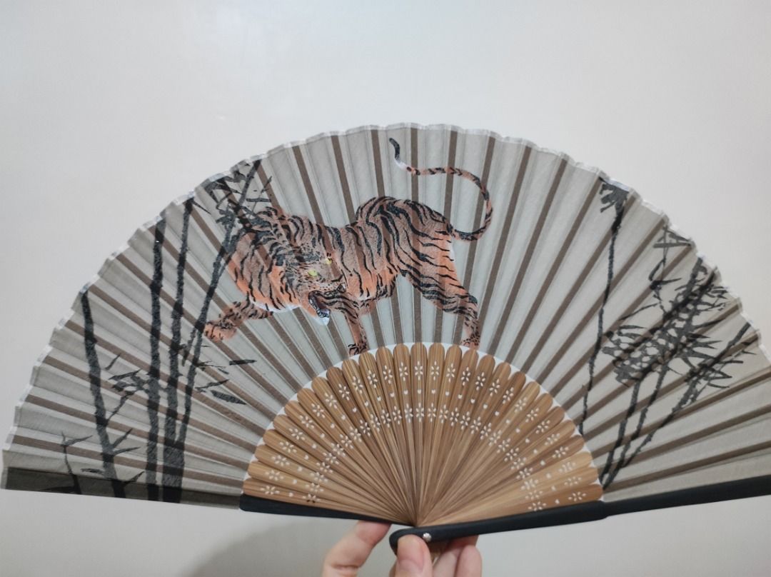 Japanese Silk fan tiger black" maiko fuji Good quality sensu cool ...