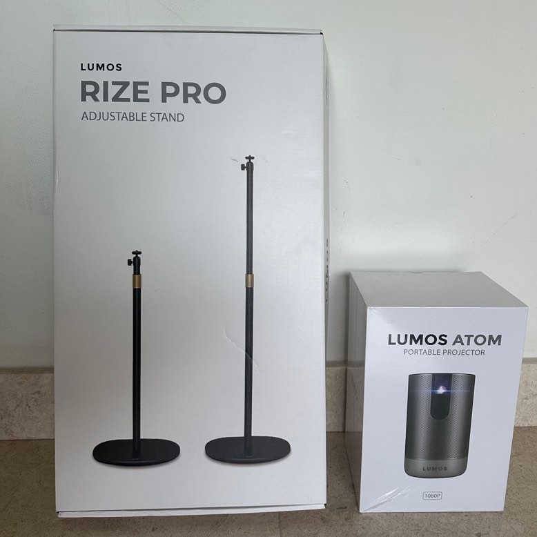 LUMOS ATOM Portable Projector with Rize Pro Adjustable Stand, TV & Home ...