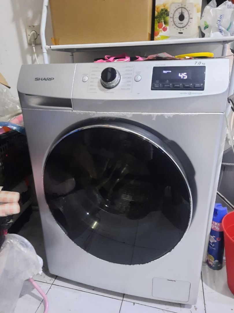 Mesin Cuci Sharp 7kg Front Loading ES FL 1073 second nego, Elektronik, Lainnya di Carousell
