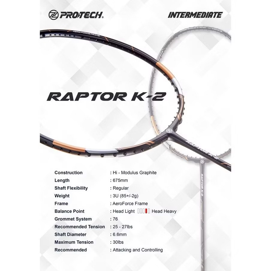 Protech Badminton Racket Raptor K-2, Sports Equipment, Sports & Games ...