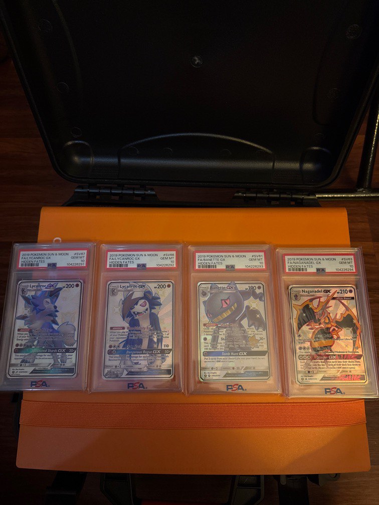 PSA 10 (set of 4) - Lycanroc GX, Banette GX, Naganadel GX, Hobbies & Toys, Toys & Games on Carousell