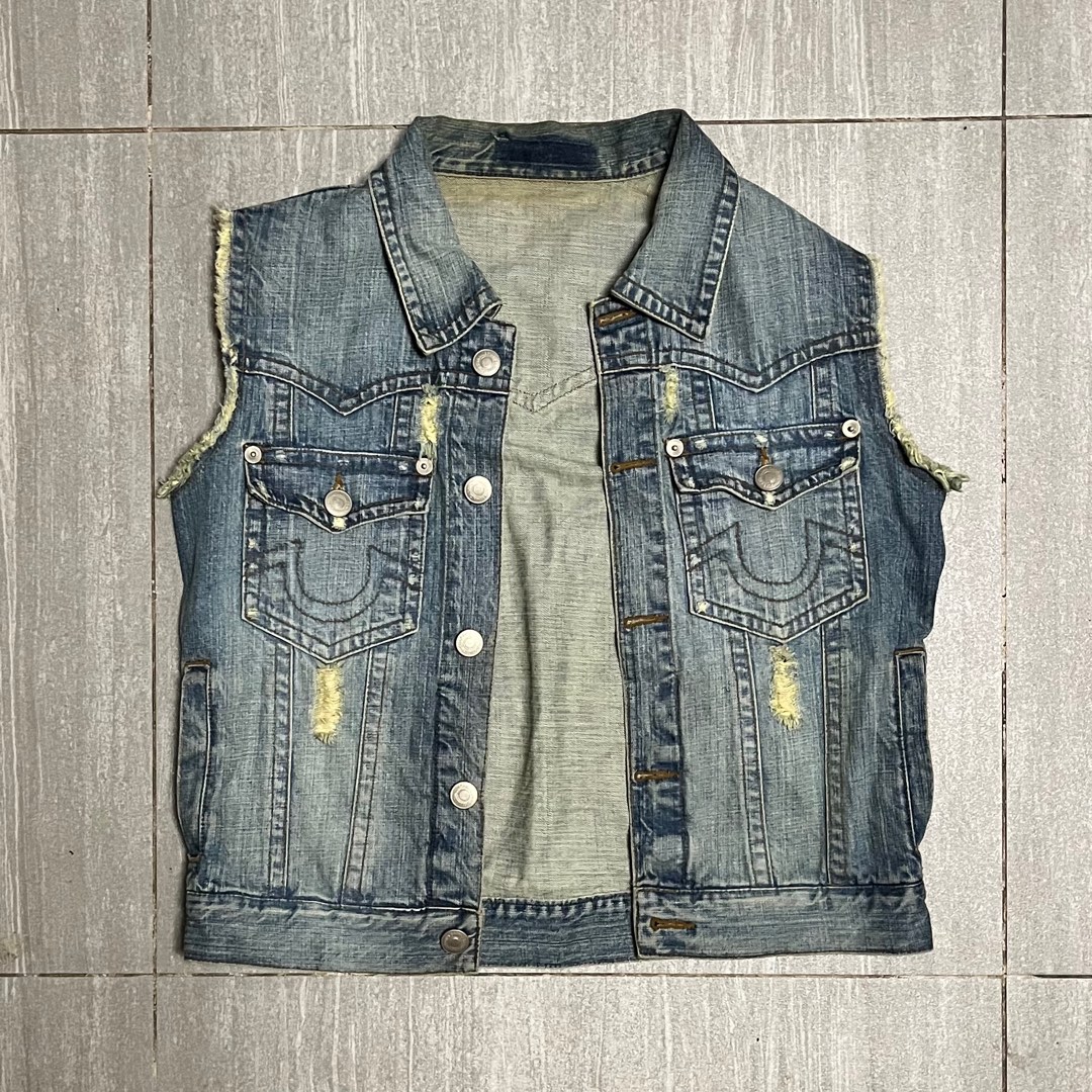 Punk Rock/Heavy Metal Distressed Tattered Denim Battle Vest True ...