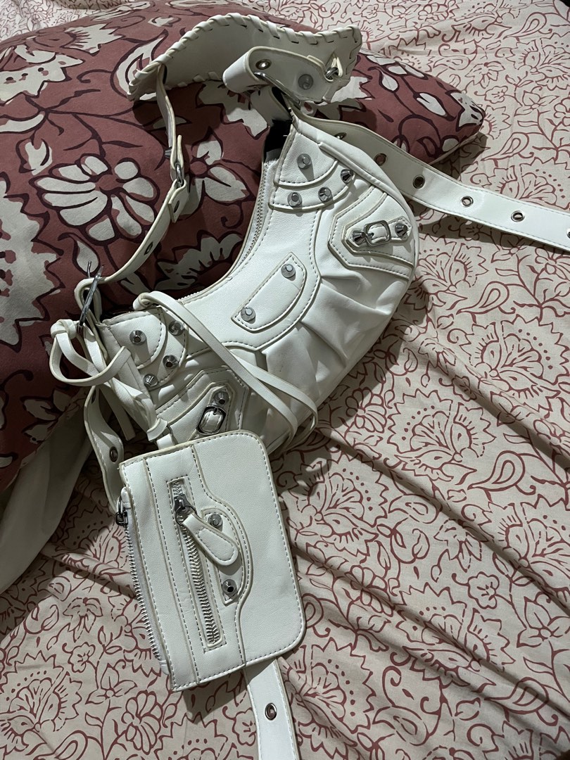 Rivet Tassel Crescent Moon Shoulder Underarm Bag - White, Women's ...