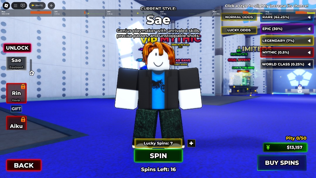 Roblox Blue Lock Rivals Account - WORLD CLASS: SAE. MYTHIC: RIN & AIKU ...