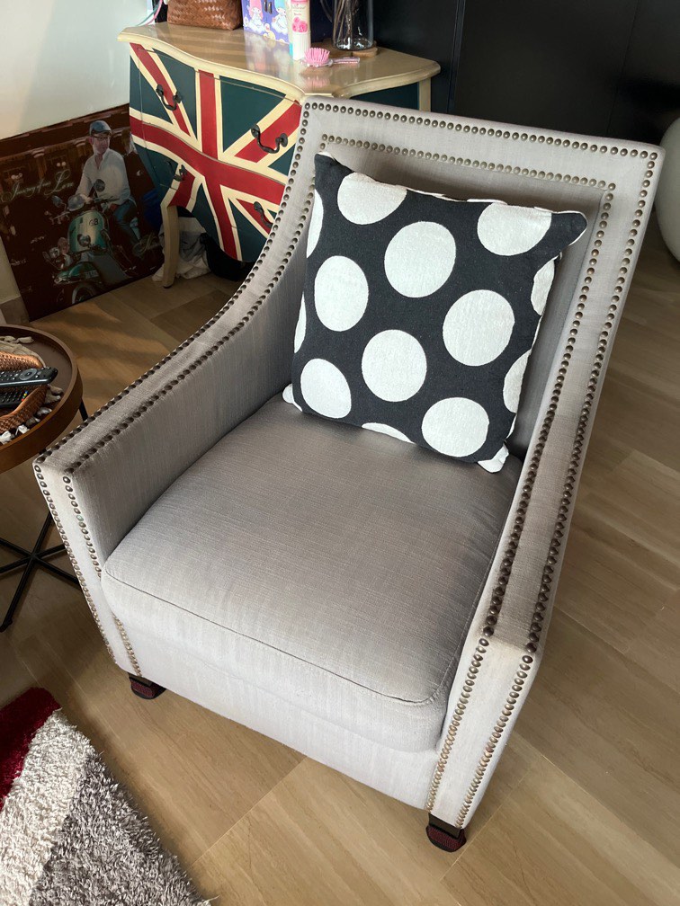 Sofa with studded arm rest design, Furniture & Home Living, Furniture ...