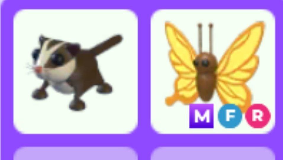 sugar glider and mfr yellow butterfly adopt me pets check description ...