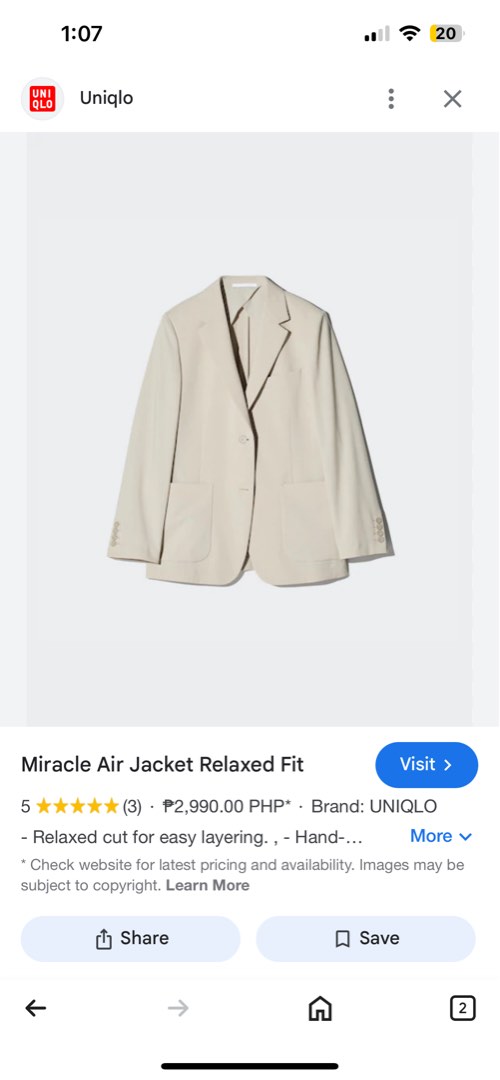 Uniqlo Miracle Air Blazer, Women's Fashion, Coats, Jackets and ...