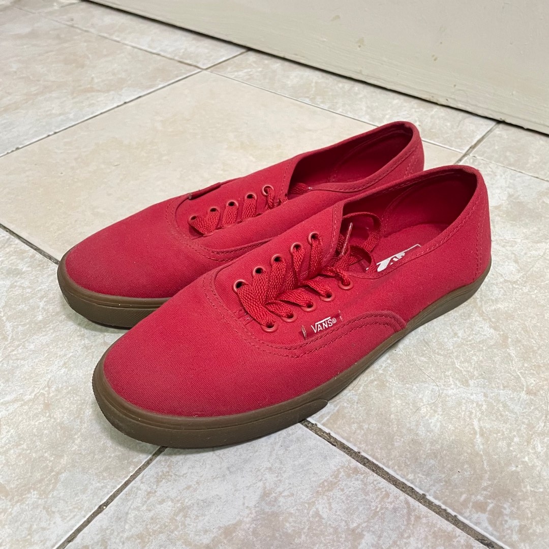Vans Gum Sole Sneakers (Cherry Red), Women's Fashion, Footwear ...