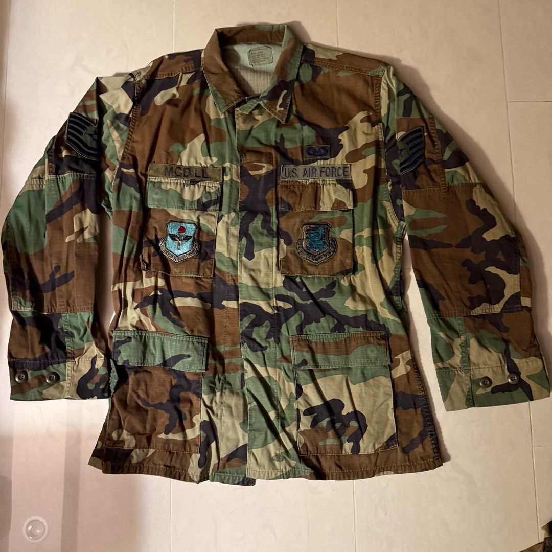 Vintage 1990s US Airforce military camo m65 field jacket overshirt ...