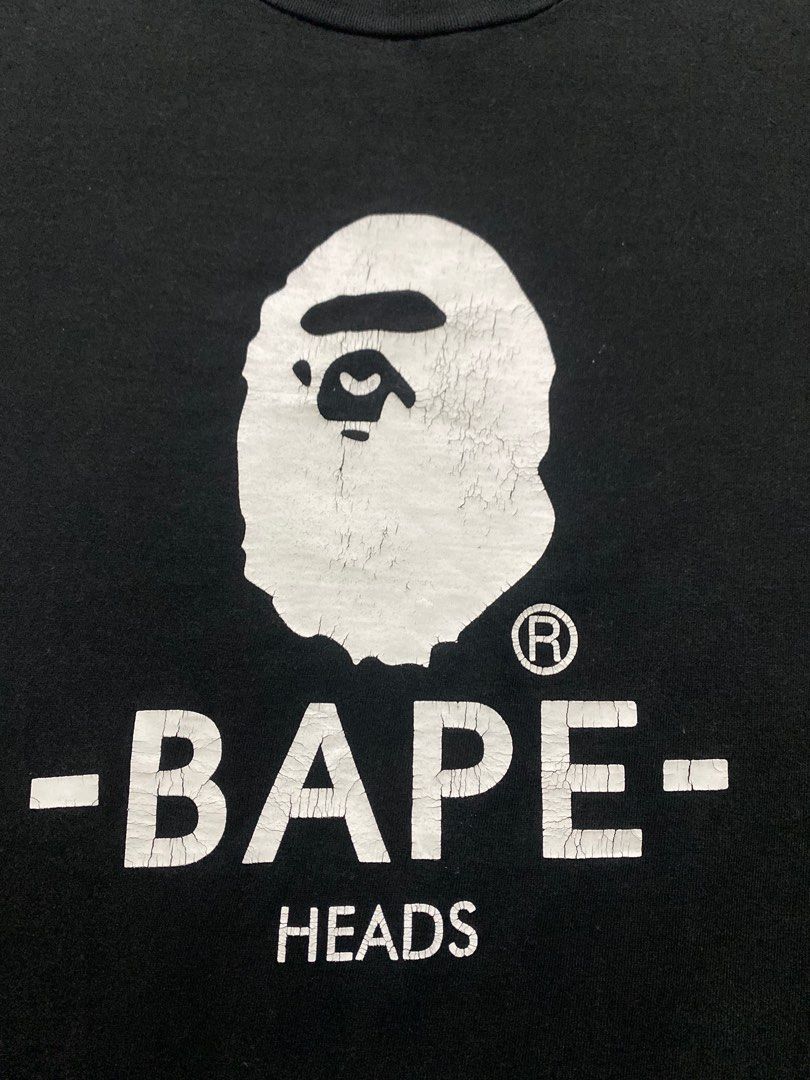 Vintage A Bathing Ape BAPE Heads T-Shirt Black Rare Made in Japan, Men ...