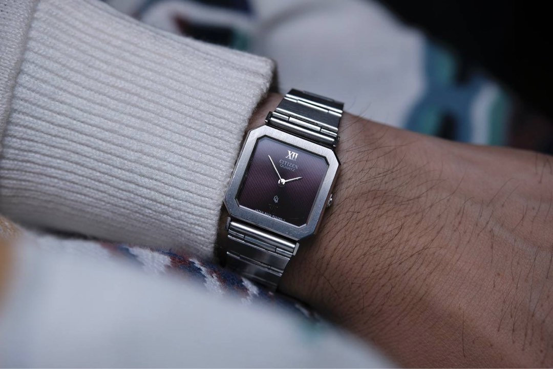 1980s Citizen Purple Stripe Dial Vintage Watch, Men's Fashion, Watches ...