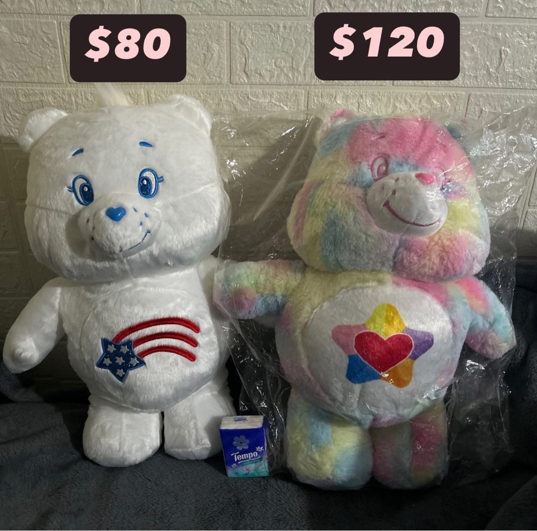 [全新] 白色 彩虹 大Care Bear 45cm 大公仔 景品 攬枕 抱抱 幻彩 粉色, 興趣及遊戲, 玩具 & 遊戲類 - Carousell