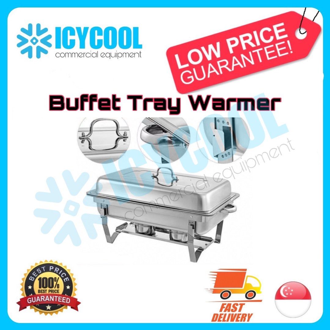 INSTOCK - 11L Stainless Steel Buffet Tray Warmer Chiller Freezer Waffle ...