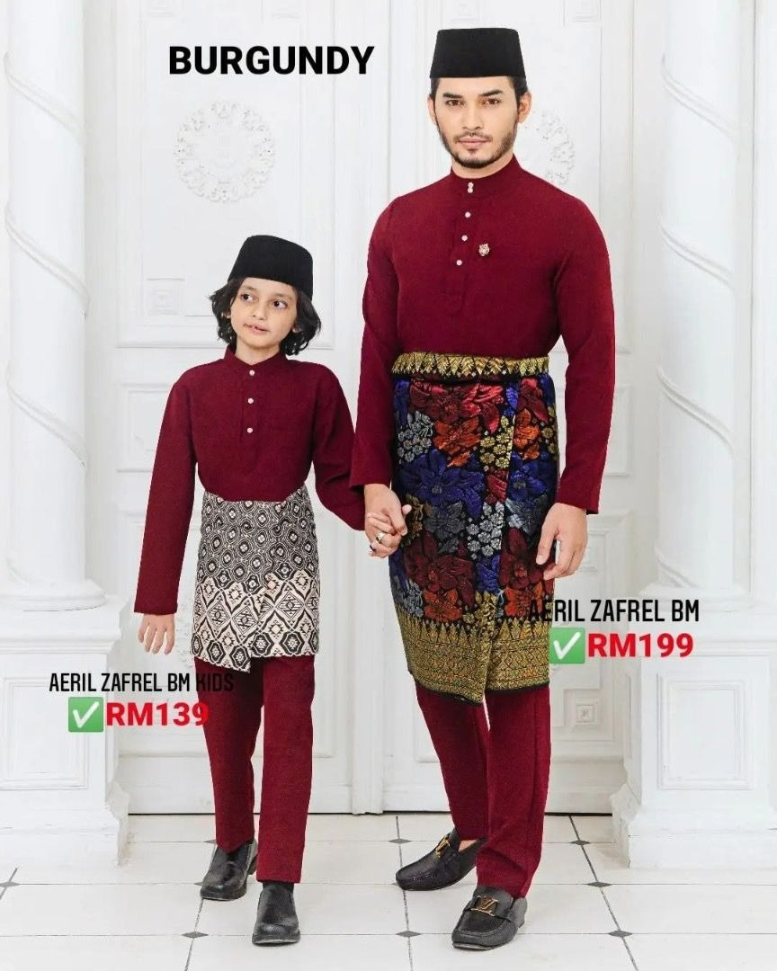 AERIL ZAFRIL BURGUNDY HIJABISTAHUB, Men's Fashion, Muslim Wear, Baju ...
