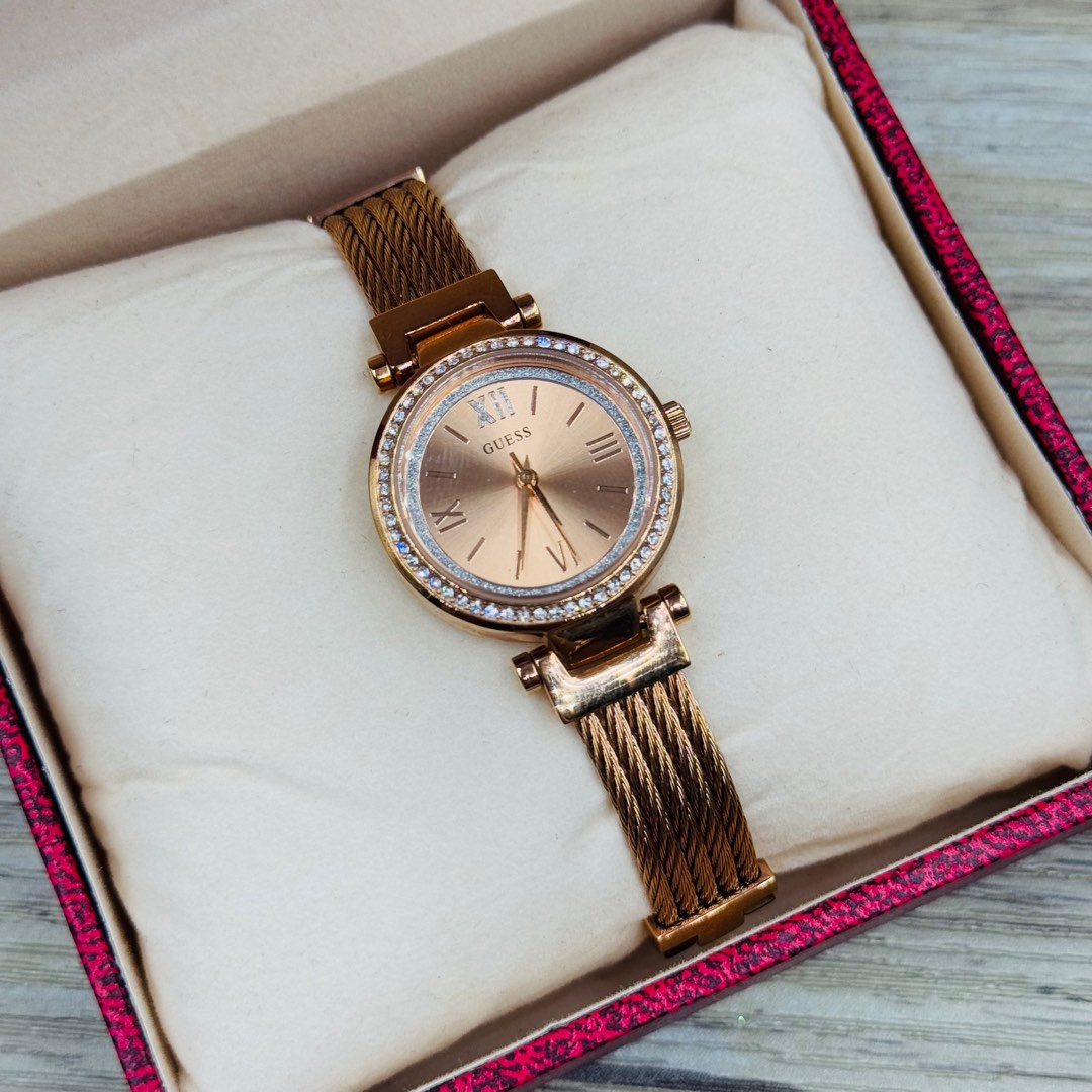Authentic Guess Mini Soho Rose Gold Analog Mesh Strap Stainless Steel ...