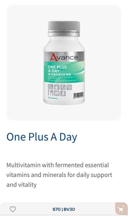 Avance one plus A day, Health & Nutrition, Health Supplements, Vitamins ...