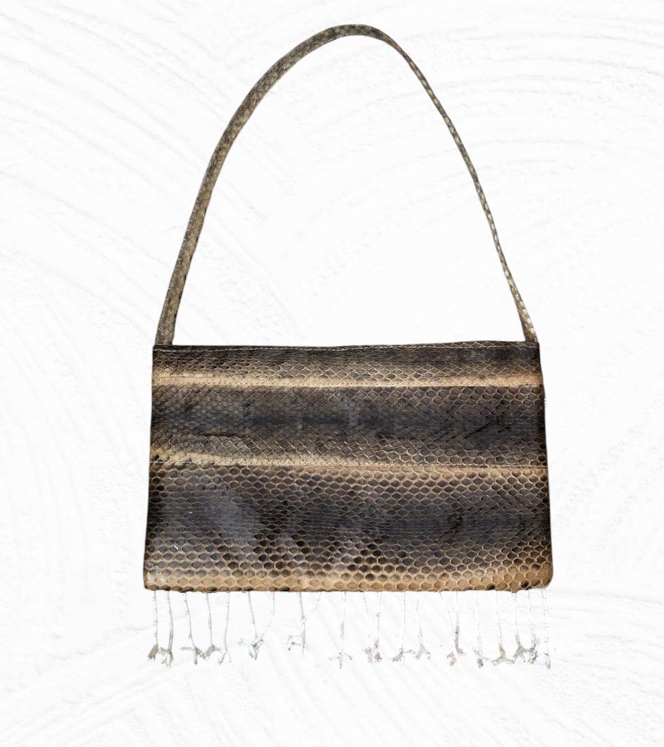 Beaded bag with snake skin, Women's Fashion, Bags & Wallets, Purses ...