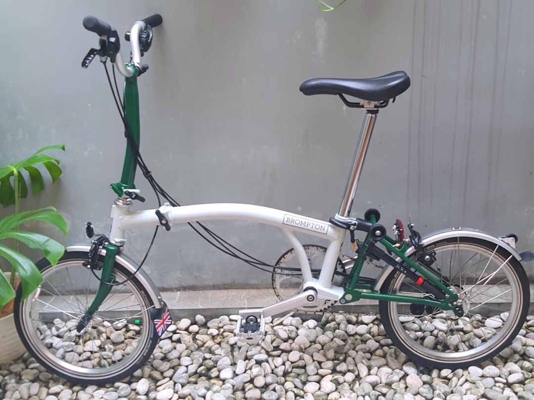 Brompton M6L 2019 White Racing Green Papyrus, Olah Raga, Sepeda di ...