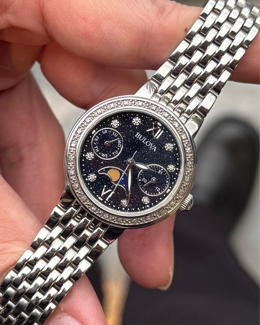 Bulova Moon Phase Diamond Stary Night Ref: 96R210, Women's Fashion ...