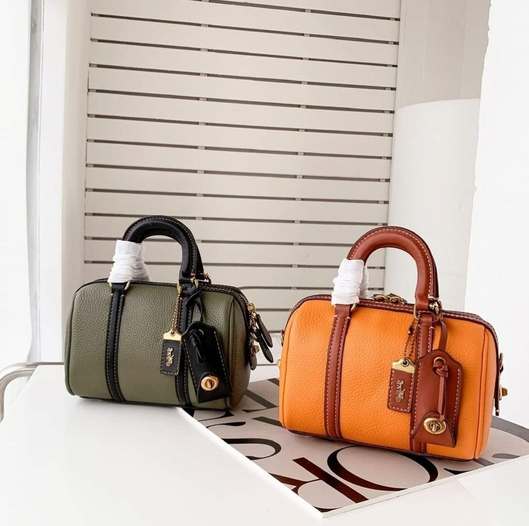 Coach CA116 Ruby Satchel 18 in Colorblock in Natural Pebble Leather and ...