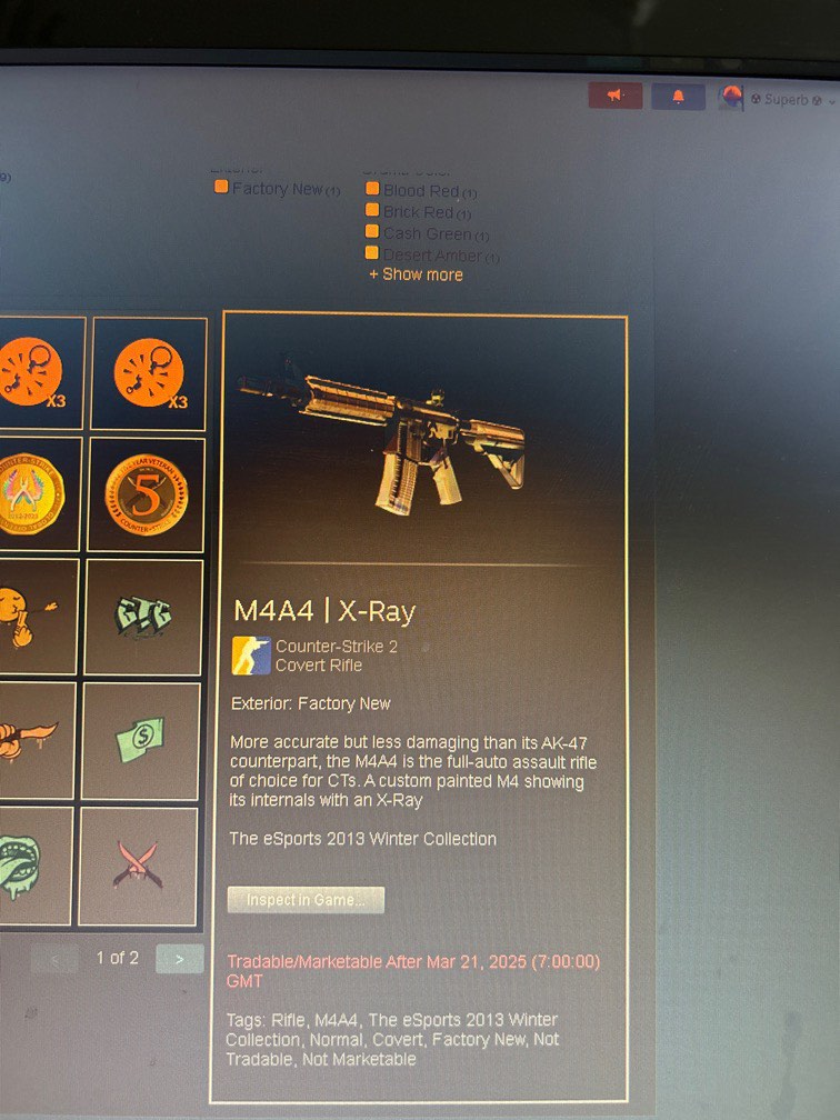 CSGo Skin - M4A4| X-RAY (FN), Video Gaming, Video Games, Others on Carousell