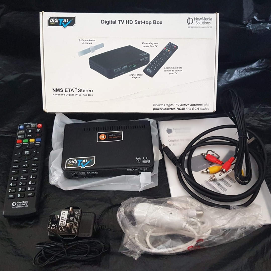 Digital TV HD Set-Up Box, New Media Solutions, Complete Set, New in Box, DV3T2, NMS ETA Stereo ...