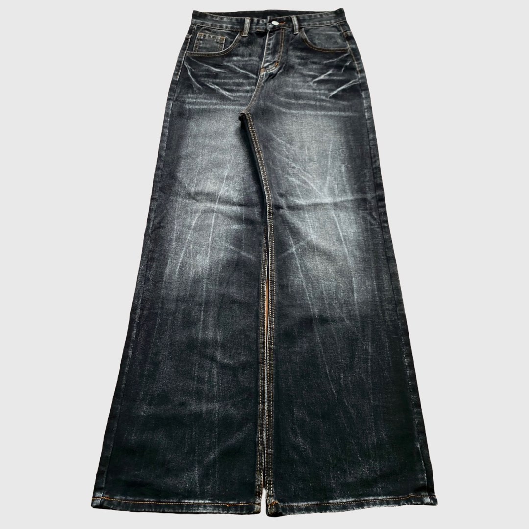 FIVELGENE (BLACK/WASHED BLACK) Heavy Denim Baggy Jeans, Men's Fashion ...