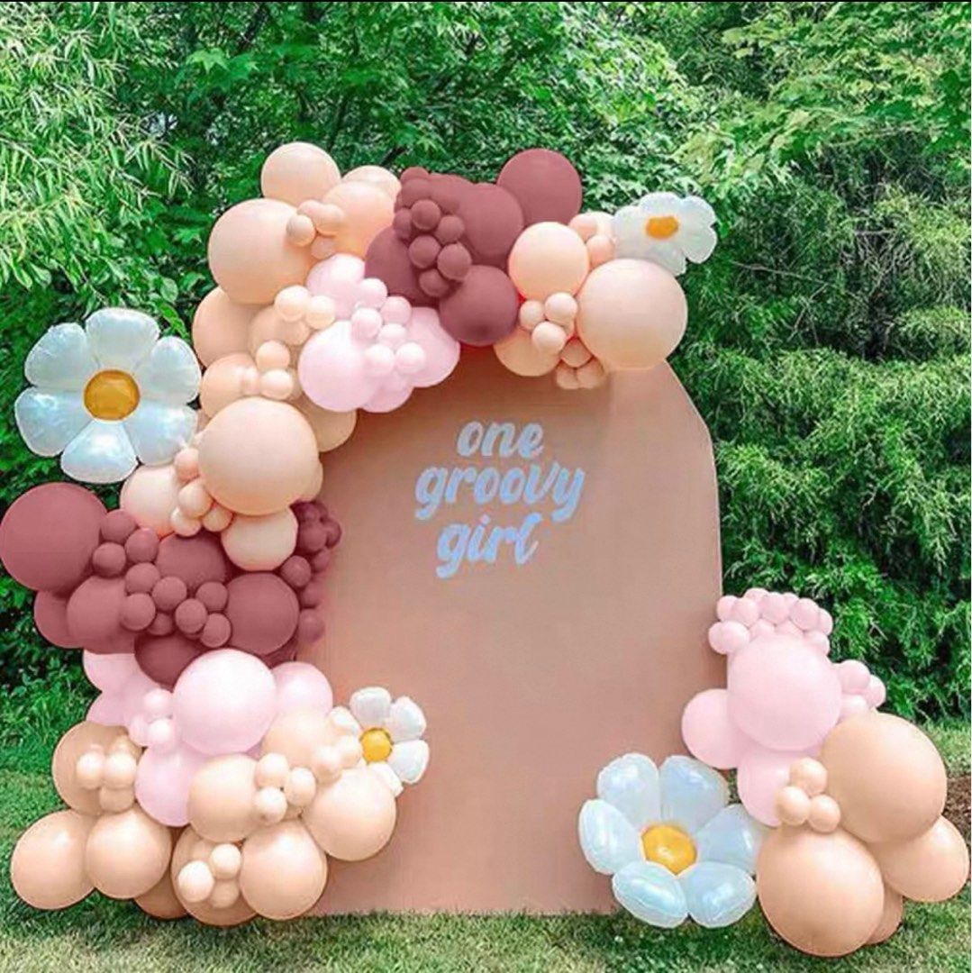 Flower themed party backdrop decor for 100 days birthdays and full ...