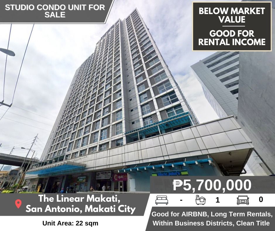 For Sale The Linear Makati Condo Studio Unit in Makati City near Cash ...