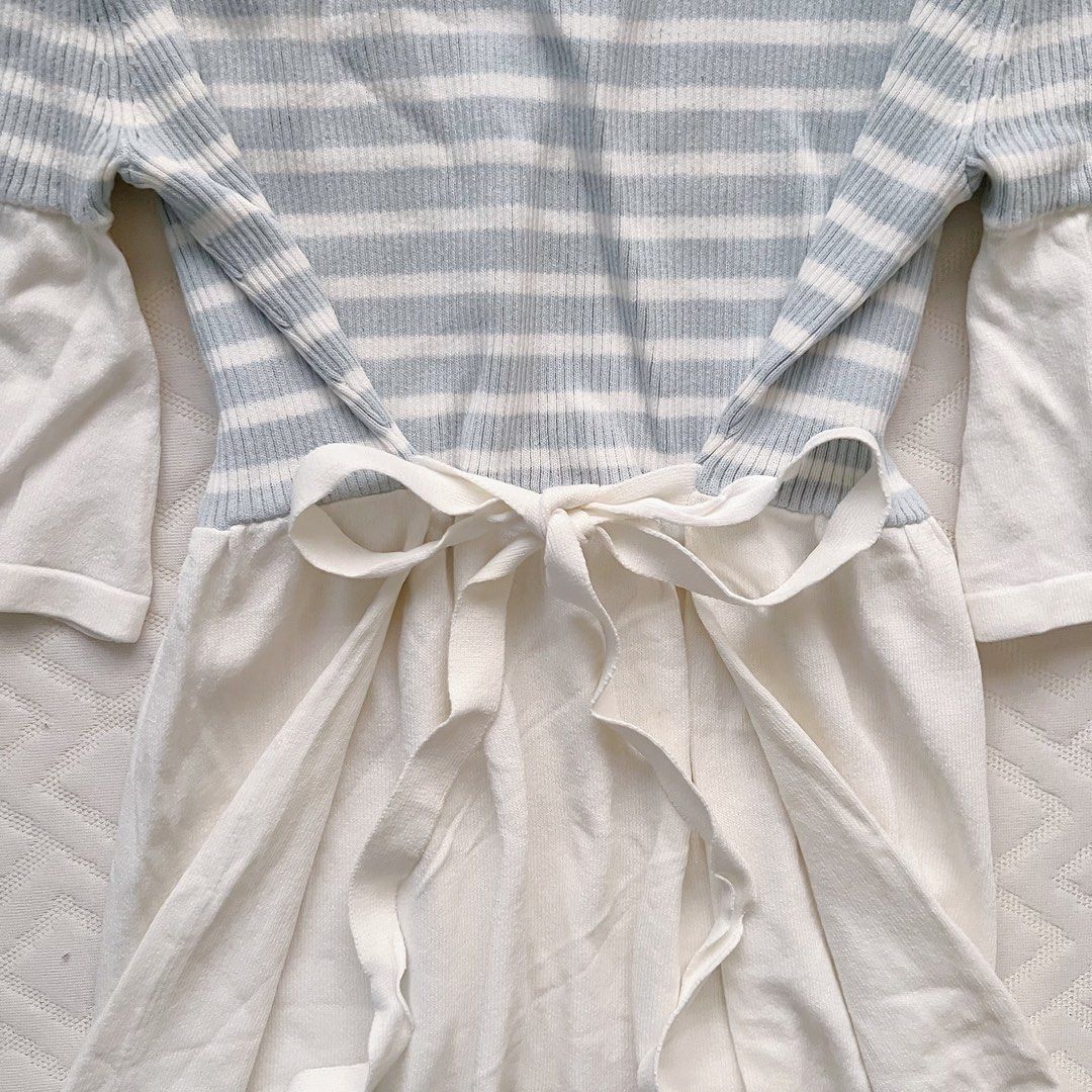grand michelle baby blue striped top / mini dress, Women's Fashion ...