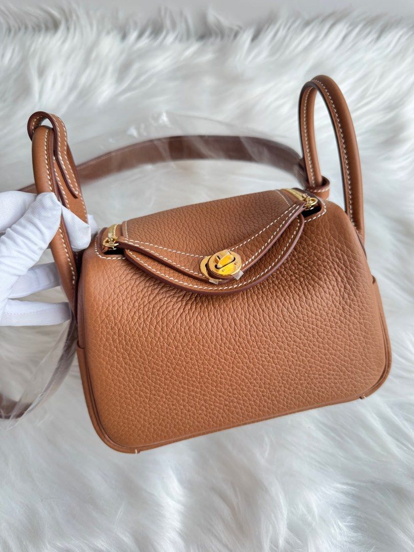 Hermes Mini Lindy II Gold GHW, Luxury, Bags & Wallets on Carousell