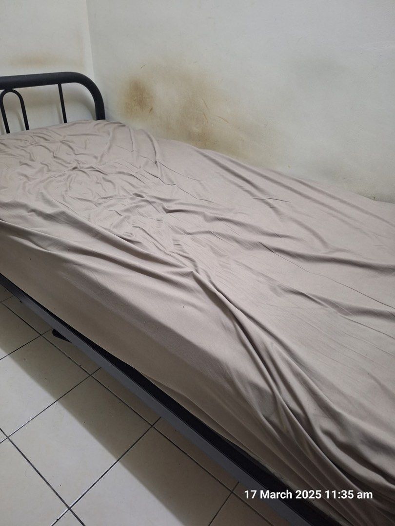 Katil super single besi heavy duty + tilam tebal, Furniture & Home ...