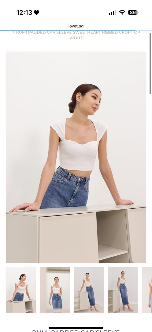 lovet RUMI PADDED CAP SLEEVE SWEETHEART RIBBED CROP TOP, Women's Fashion, Tops, Sleeveless on ...