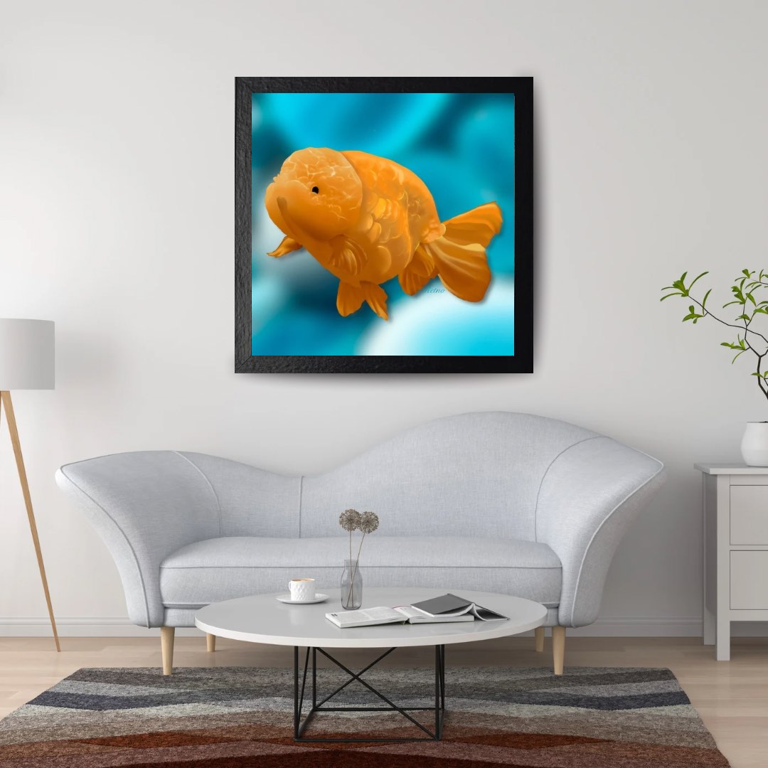 Lukisan Kanvas Cetak HD Digital Painting Ikan Mas Ranchu, Desain ...