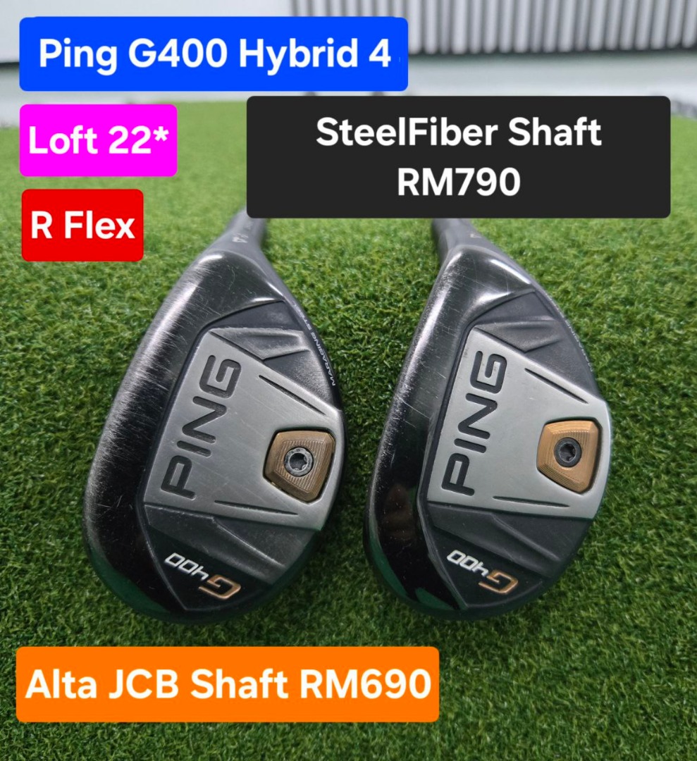 Ping G400 Hybrid 4 (Loft 22*) with SteelFiber @ Alta JCB Shaft (R Flex ...