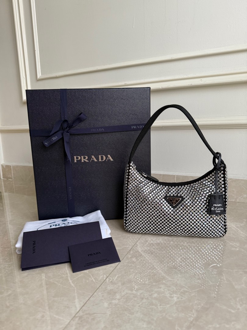 Prada Crystal Re-edition 2000, Luxury, Bags & Wallets on Carousell