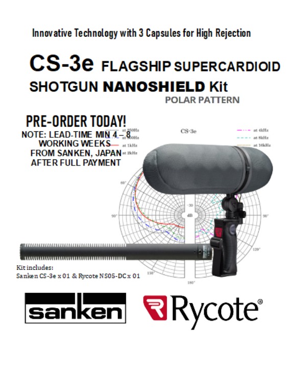 SANKEN CS-3e Flagship shotgun microphone NANOSHIELD Windshield KIT, Audio, Microphones on Carousell