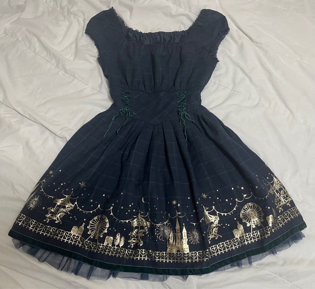 Secret Honey navy blue princesscore castle dress shoujo dark coquette ...