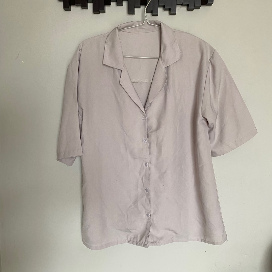 Seminggu rtw oversize shirt kemeja light grey atasan formal abu abu ...