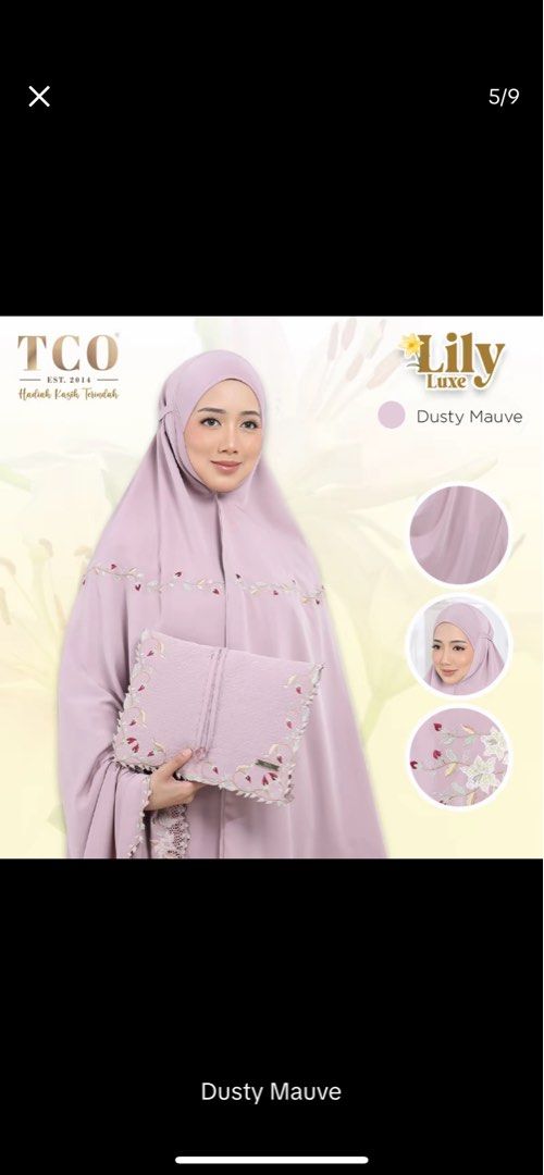 Telekung TCO Lily Luxe, Women's Fashion, Muslimah Fashion, Prayer Sets on Carousell